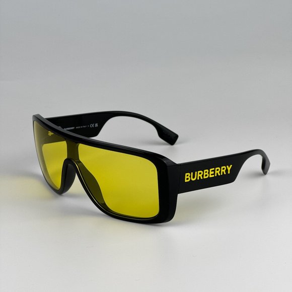 Burberry | Accessories | Burberry Be44u 300185 Sunglasses Black Yellow Shield Unisex Be 4401u ...